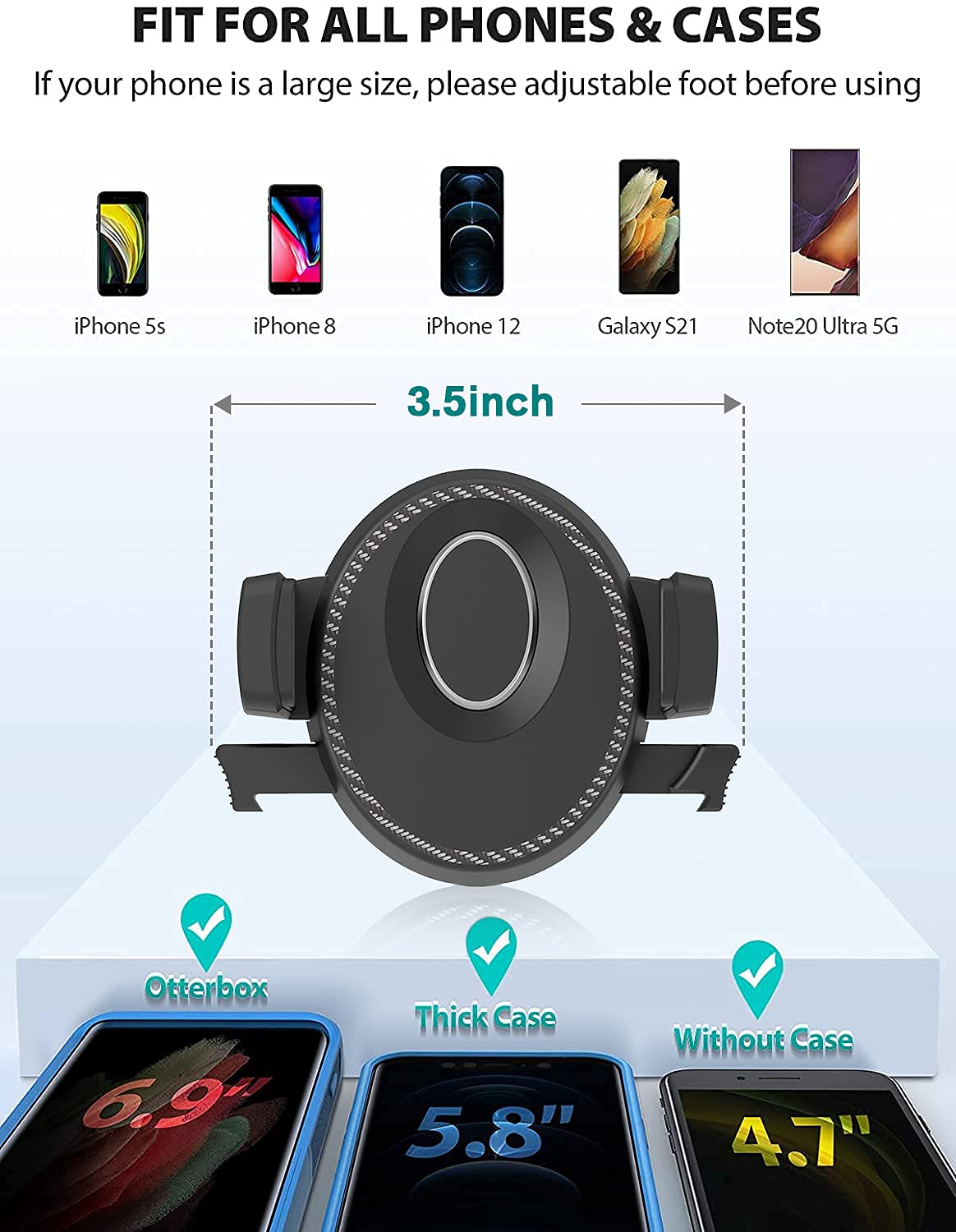 Leaflai 360 Rotatable Windshield Car Phone Holder, Compatible with iPhone 14, Samsung S21, LG G7, Sony Xperia, OnePlus 9 Pro/ 9R/ 8T