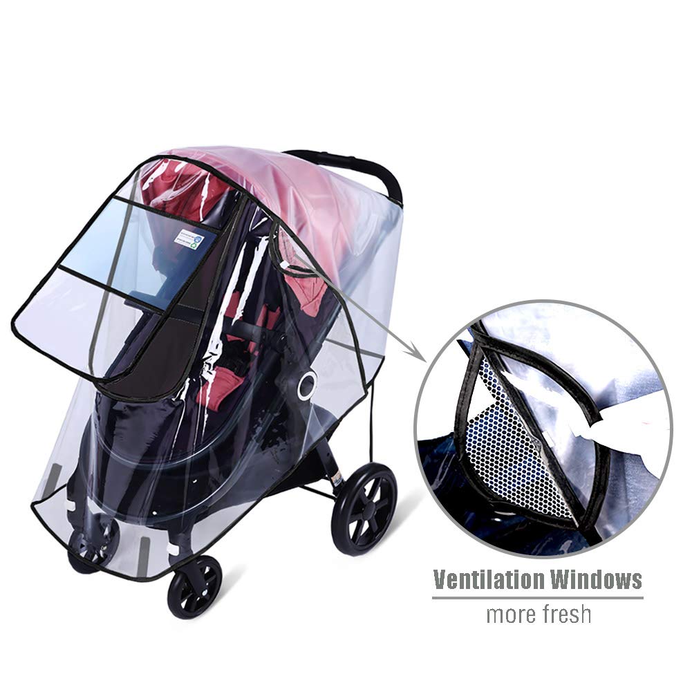 Stroller Rain Cover by Hombae, Universal Baby Stroller Weather Shield, Waterproof Stroller Cover, Travel Umbrella Stroller Wind Dust Shield, Stroller Cover for Rain, Food Grade EVA, Eye Protect