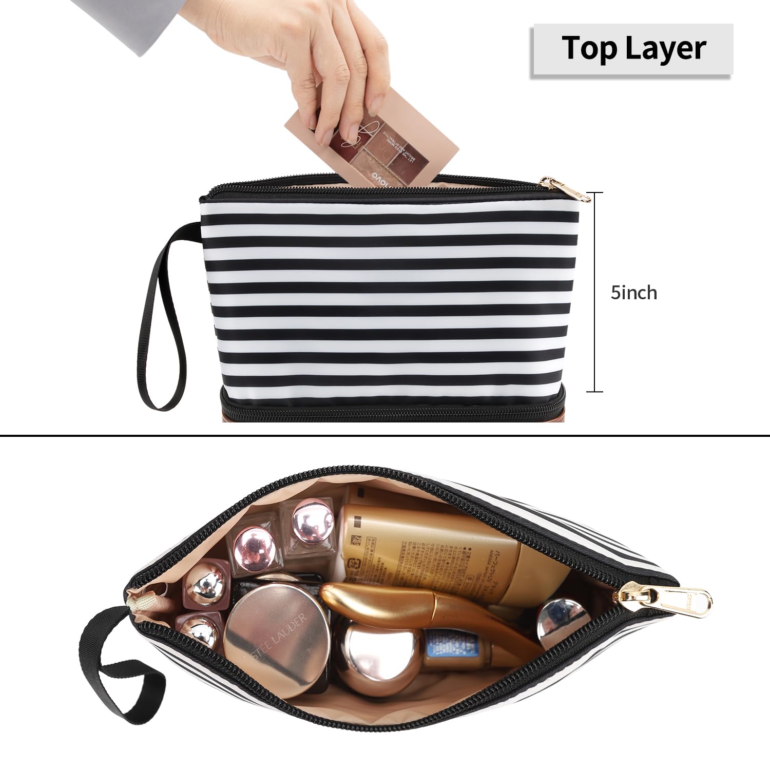 Ethereal Makeup Bag for Purse, Small Makeup Organizer Bag Travel Makeup Bag for Women Makeup Pouch Waterproof Makeup Brush Holder