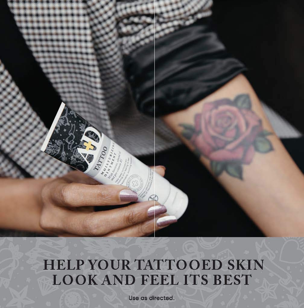 A+D Tattoo Skin Moisturizing Ointment, Skin Moisturizer with Beeswax, Almond Oil and Pro- Vitamin B5-3.5 Oz Tube