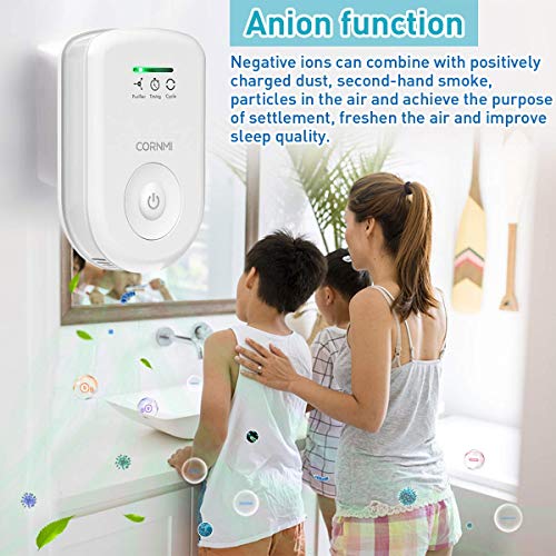 Air Purifiers Plug In for Home, Mini Odor Eliminator丨Ozone Negative Ion Dual Function丨Ionizer to Remove Smoke Pet Smell, Portable Deodorizer Freshener Cleaner for House Bedroom Bathroom Kitchen