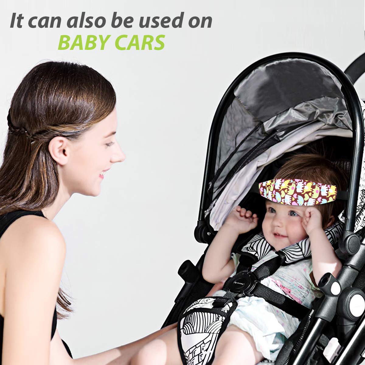 2 Packs Toddler Car Seat Neck Relief and Head Support, Pillow Support Head Band Easy Installation On Most Convertible Seats and Safety to Babies and Kids(Elephant)