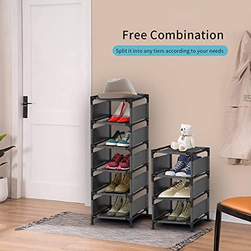 esonstyle 10 Tiers Shoe Rack, Space Saving Shoe Shelf Organizer, Tall Narrow Shoe Rack for Door Entryway, Closet
