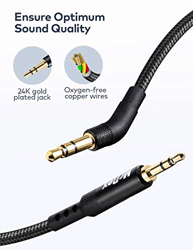 Mr Rex 2.5mm to 3.5mm Audio Aux Cable for Bose 700 QuietComfort QC45 QC35II QC35 QC25 Headphones, JBL E45BT E55BT Headsets, Headphone Replacement Cord Nylon Braided Cable Stereo Adapter 5ft/1.5m,Black