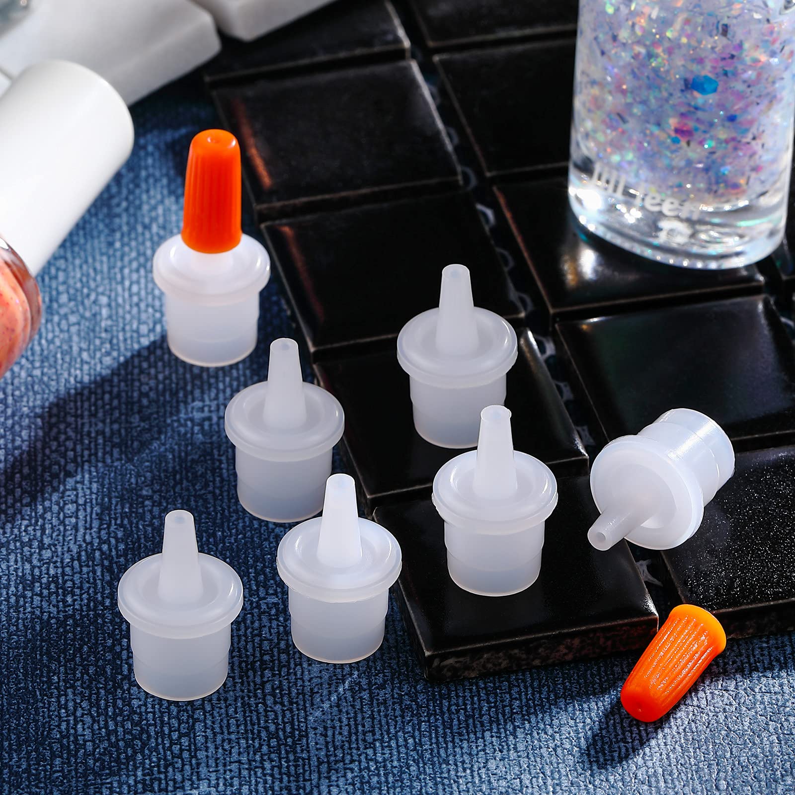 44 Pieces Eyelash Glue Replacement Eyelash Glue Bottle Nozzle Caps Lash Bottle Plug Mouth Tips Eyelash Glue Bottle Plug Glue Bottle Pins Blocking Needle for Home Salon Eyelash Extensions Tools