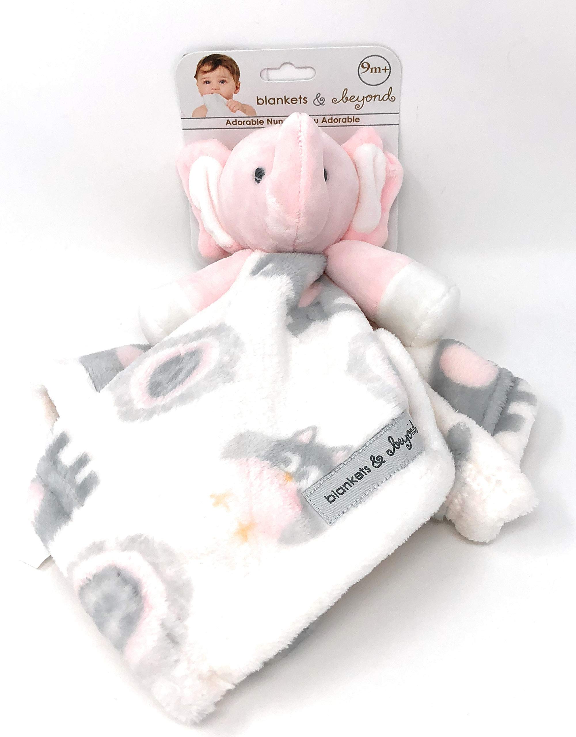 Blankets and Beyond Baby Plush Elephant Security Blanket Pink/White/Grey Nunu