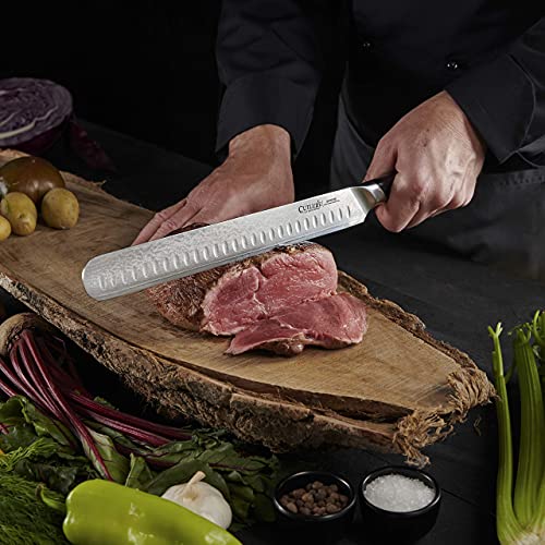 CUTLUXE Slicing Carving Knife β 12" Brisket Knife, Razor Sharp Meat and BBQ Knife β Damascus Japanese AUS10 Blade β Full Tang & Ergonomic Handle Design β Shinobi Series