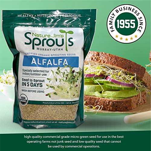 Nature Jims Radish Sprout Seeds β 16 Ounce Organic Sprouting Seeds β Non-GMO Premium Radish Seeds β Resealable Bag for Longer Freshness β Rich in Vitamins, Minerals, Fiber