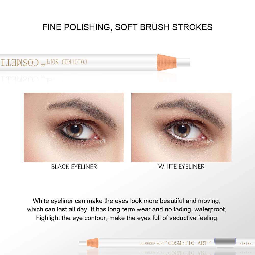 Ownest 3 Pcs Microblading White Eyeliner Eyebrow Pencil,Smooth Draw Eyeliner Eyebrow Peel-off Pencil Waterproof Marker Eye Liner Eyebrow Pencil Permanent Makeup,with 10 Eyebrow Trimming Blade