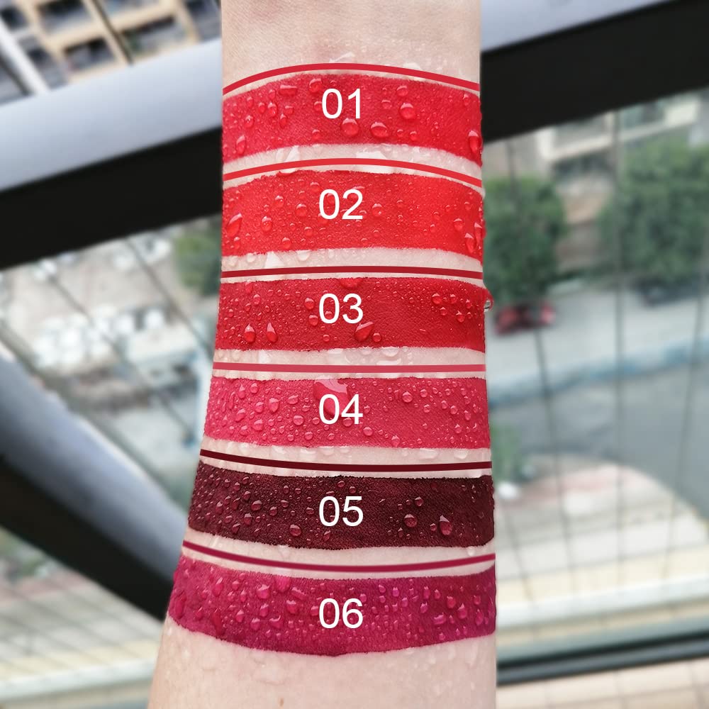 evpct 6Pcs Dark Red Mauve Purple Plum Matte Lip Stain Lip Liner and Lipstick Set Long Lasting Waterproof labiales matte mate larga duracion listip 24 hours a prueba de agua mate 24 horas originales
