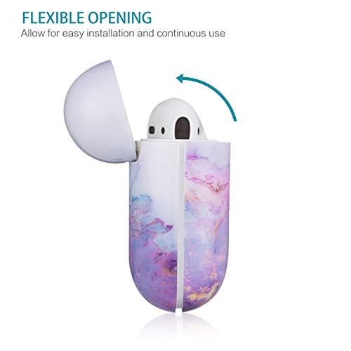 Airpods Case, Vimorco Portable Shockproof Hard Protective Case 5 in 1 Protective Cover Accessories for Airpods 1&2 Charging Case (Purple Marble)
