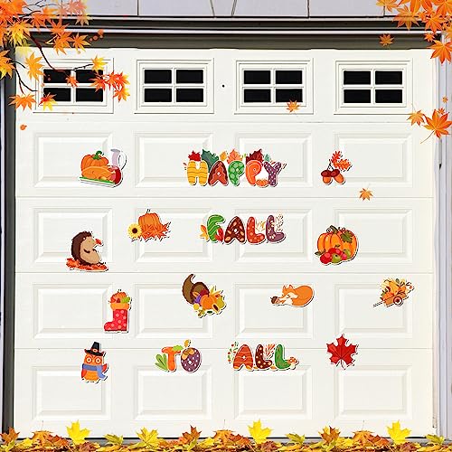 15Pcs Fall Magnets Decorations, Fall Reflective Car Refrigerator Magnets, Holidays Magnetic Stickers, Autumn Leaves Pumpkin Magnet Decal Accessories Thanksgiving Decoration for Garage Door Car Fridge