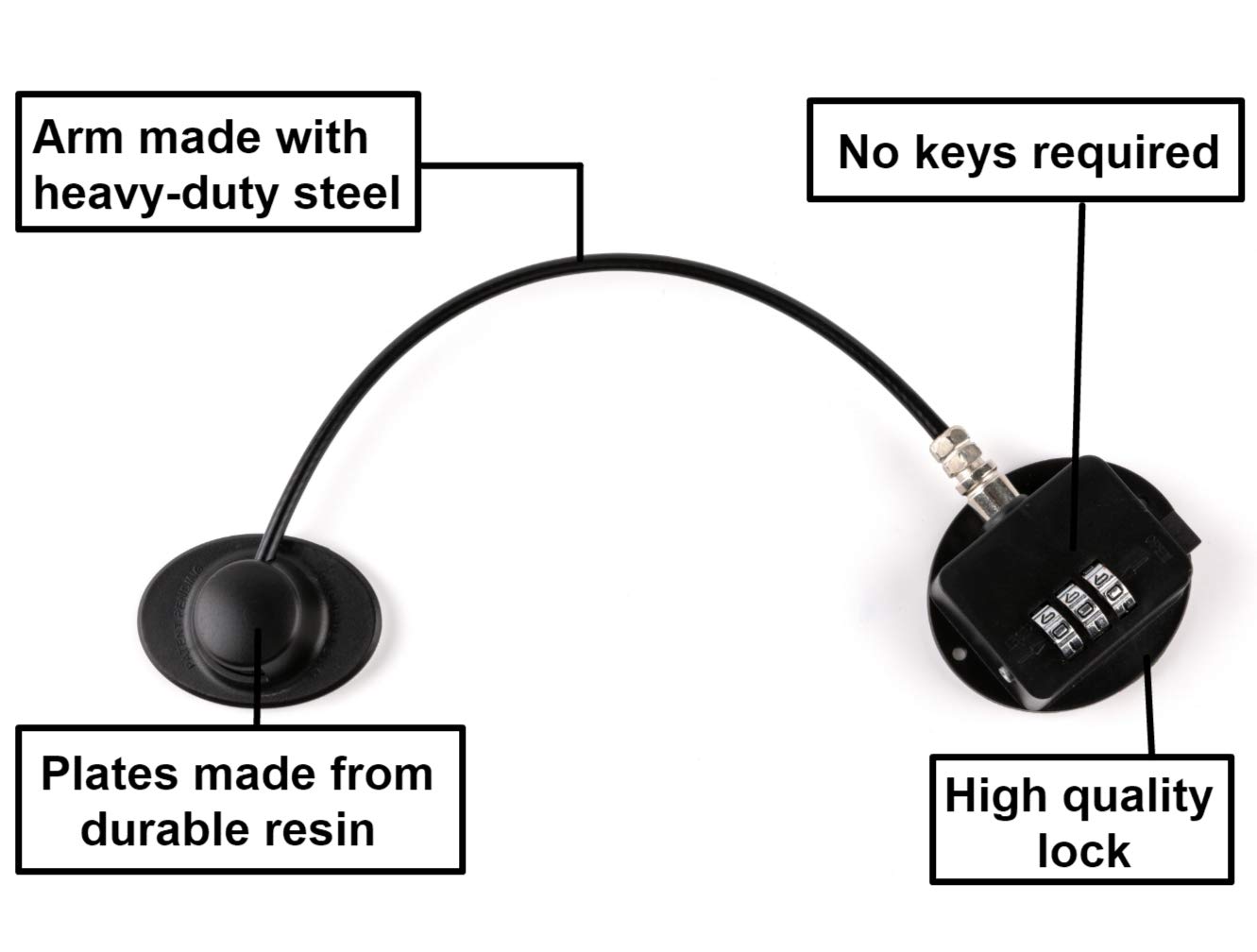 4 Pack Refrigerator Lock Combination Coded Fridge Lock Freezer Child Safety Lock Door Lock with Strong Adhesive No Keys Need Black