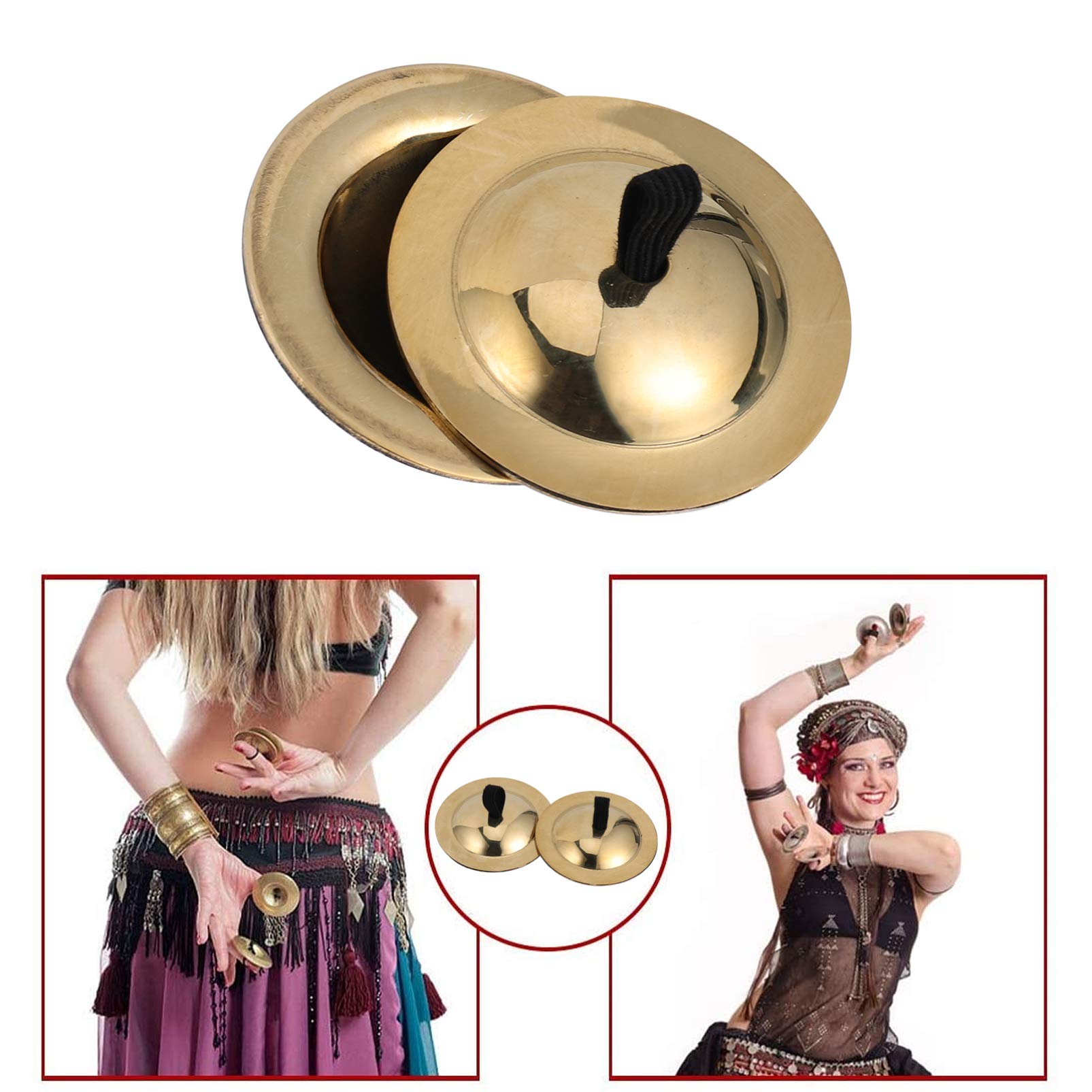 2 Pairs Copper Finger Cymbals Belly Dancing Finger Zills Mini Hand Bells Musical Instruments for Dancer Evening Party