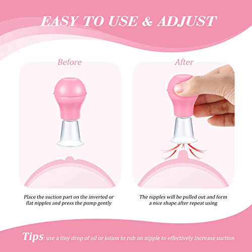 4 Pieces Nipple Sucker Nipple Corrector Nipple Puller Women Breastfeeding Flat Inverted Nipple, Aspirator Nipples Retraction Nipples Silicone Cups for Mommy Girl (Pink)