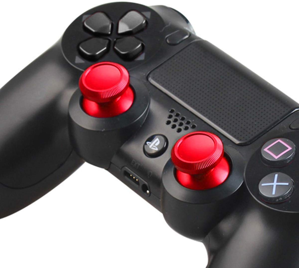 2PCS Aluminum Metal Analog Joystick Thumbstick Rocker Mushroom Caps Button for PS4 Xbox One Replacement (Red)