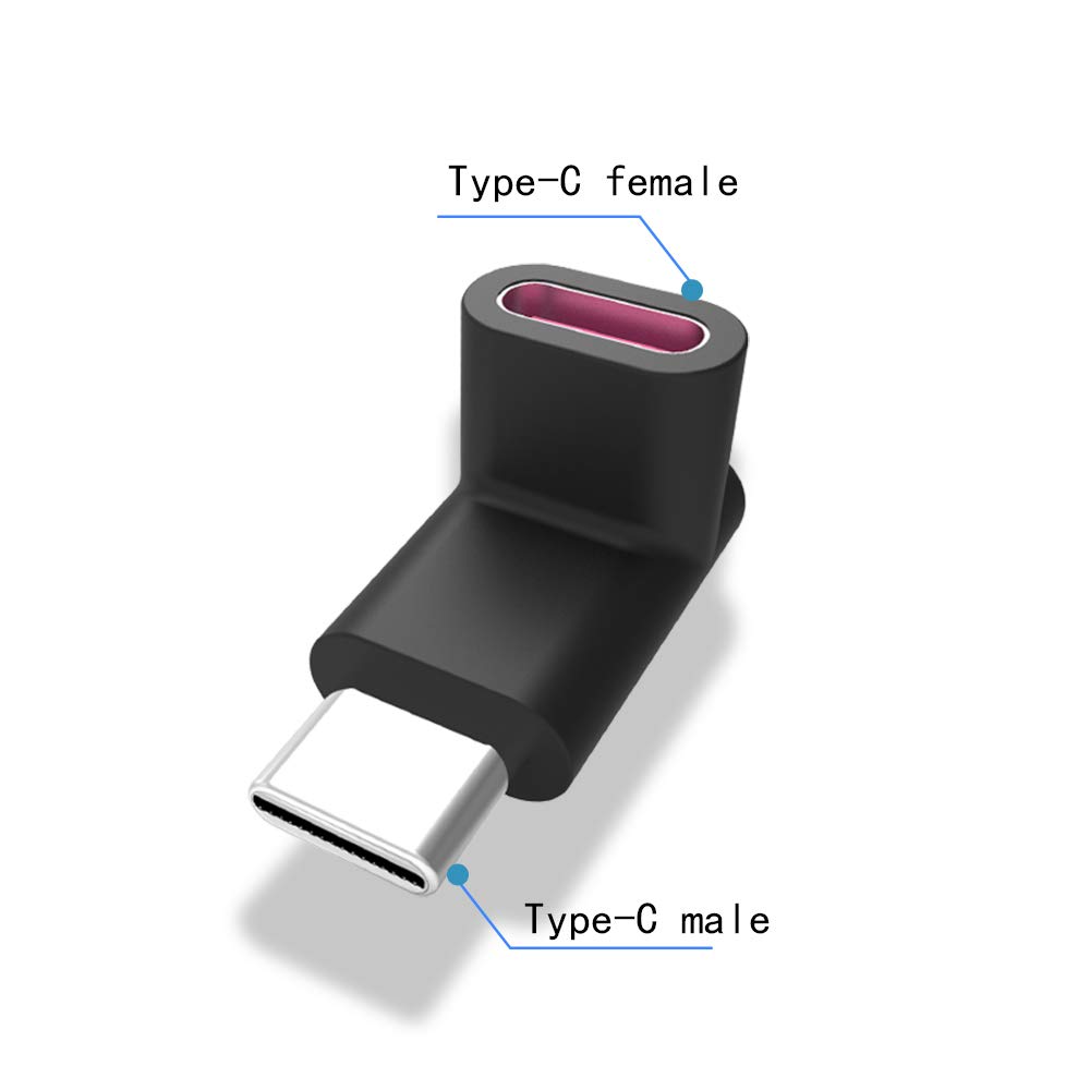 90 Degree Right Angle Type-C Male to Type-C Female Adapter 100W 40G,up and Down 90 Degree Type-c Plug to Jack Expansion Adapter is Suitable for Notebook Computers, Tablet Computers and Mobile Phones
