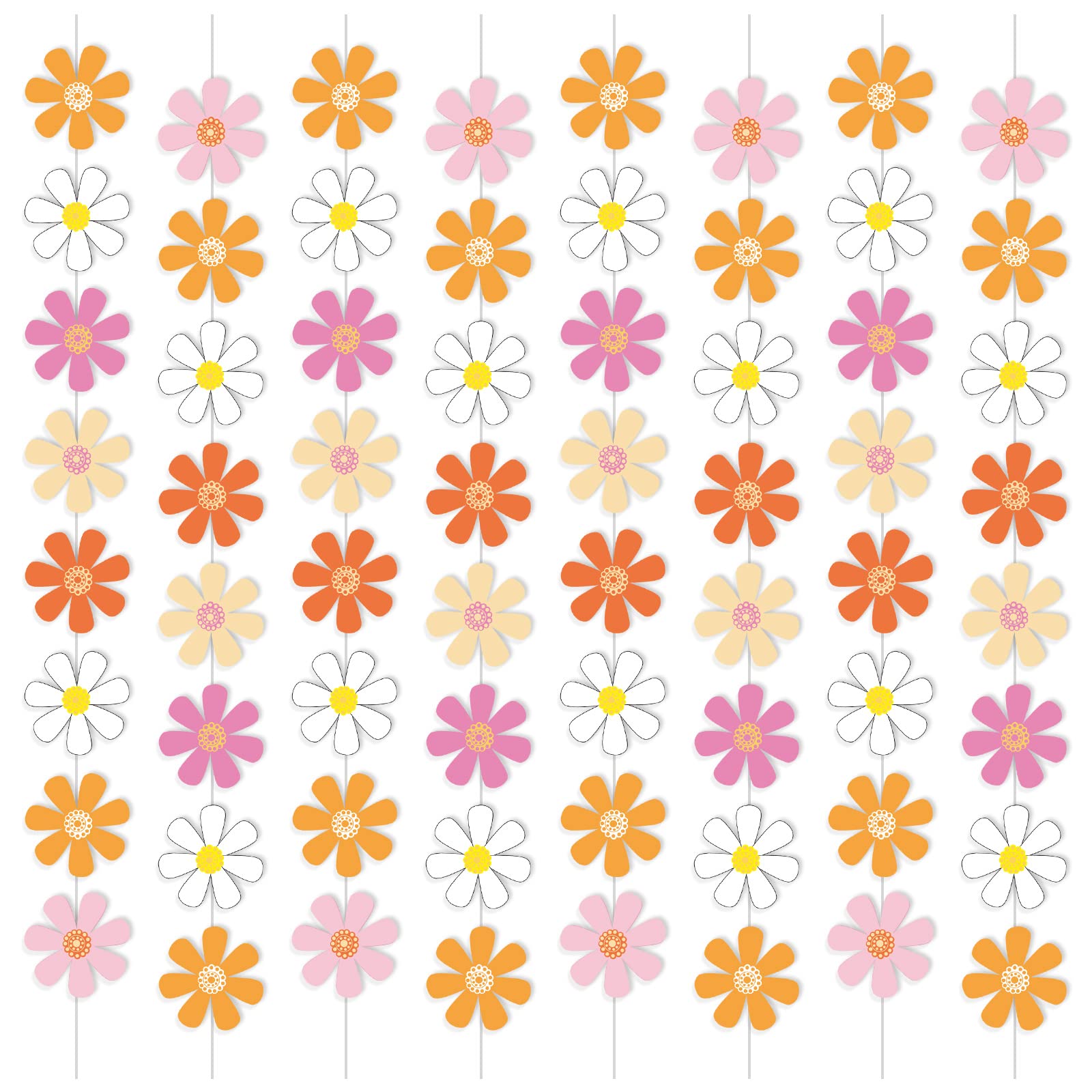 12 Pcs Daisy Boho Groovy Party Supplies Hippie Party Banners Daisy Flower Garland Kit Colorful Daisy Hanging Swirl for Spring Star Groovy One Two Birthday Baby Shower Wedding Bridal Window Decoration