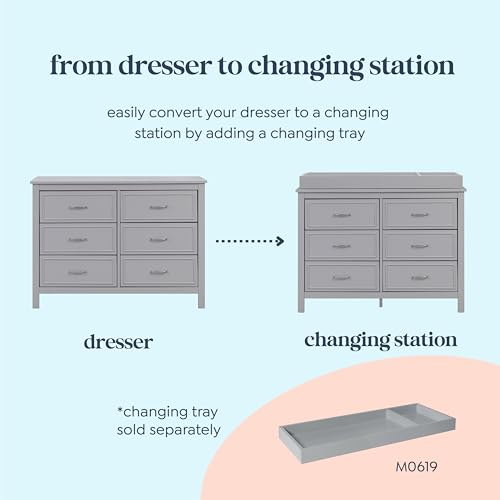 DaVinci Charlie 6-Drawer Double Dresser in Grey