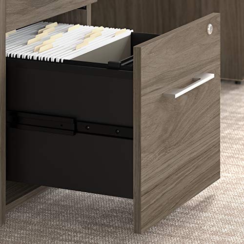 Bush Business Furniture Office 500 L Shaped Executive Desk with Drawers, 72W, Modern Hickory