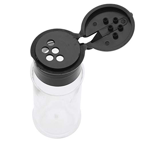Aislor 10 Pack 100ml Plastic Spice Jars Bottles Containers with Black Cap – Perfect for Storing Spice, Herbs and Powders Black One Size