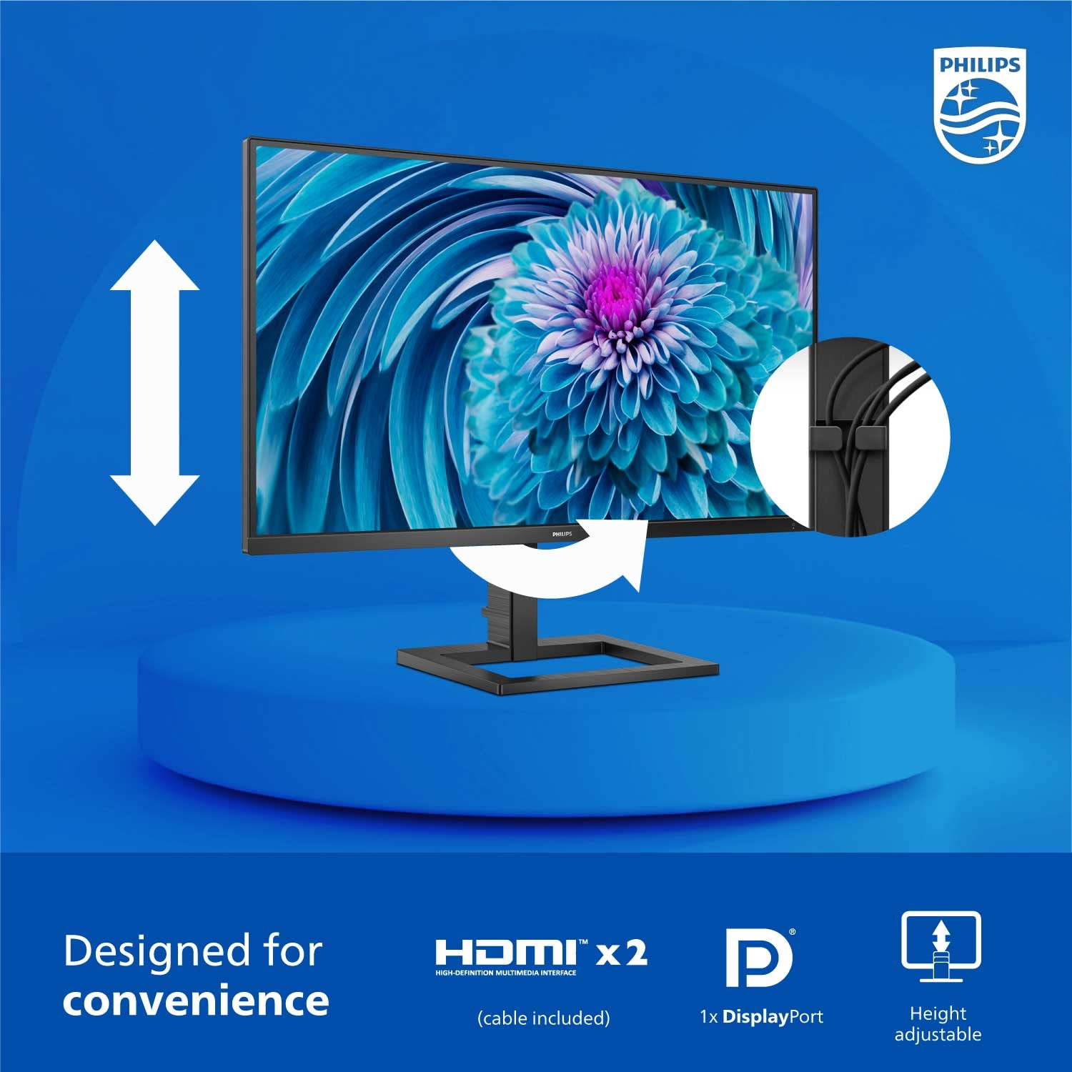Philips 288E2E 28" Frameless Monitor, 4K UHD 3840x2160 IPS, 120% sRGB, FreeSync, Speakers, Height Adjustable, VESA (Renewed)