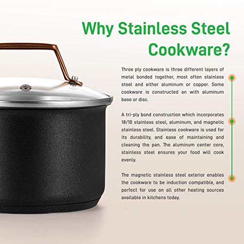 NutriChef 11 Pcs. Stylish Kitchen Set w/Modern Cookware Design Non-Stick Kitchenware Pots & Pans, Small & Medium Skillet Fry Pans w/Golden Handles, NCONYX