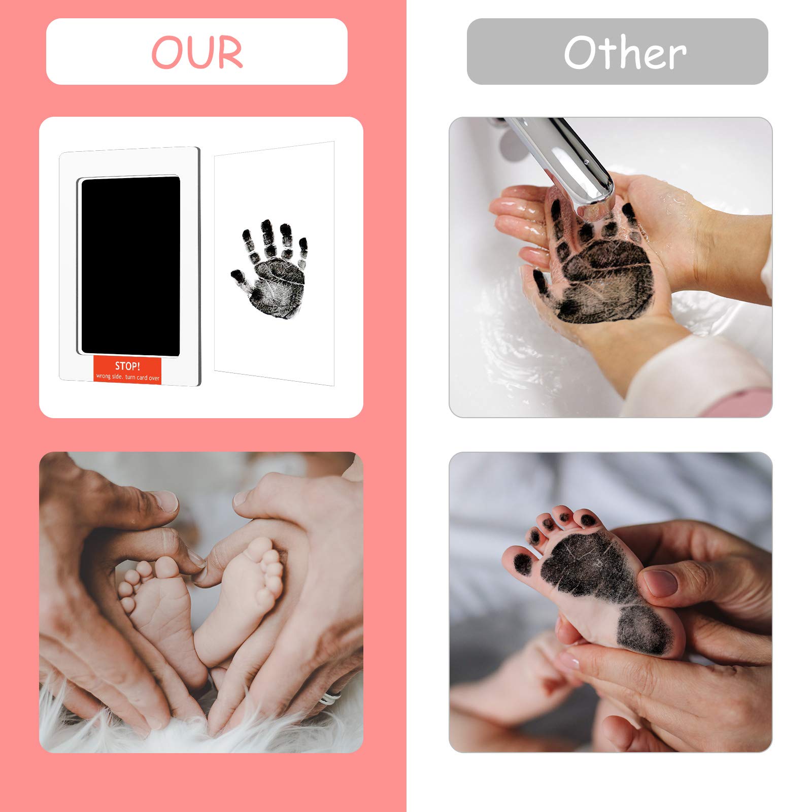 23 Piece Large and Medium Inkless Keepsake Ink Pad Kit Include 5 Clean Touch Ink Pads 10 Card and 8 Star Shaped Paper Clips Pet Paw Inkless Print Kit Great for Family Keepsake Newborn Registry