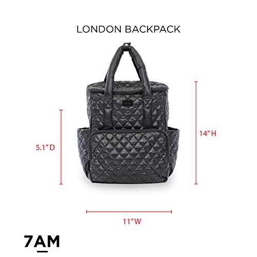 7AM London Baby Diaper Bag โ Multifunctional Travel Backpack with Stroller Hooks & Shoulder Straps, Lightweight Diaper Bag for Baby Essentials, Water Repellent With Diaper Changing Pad | (Black)