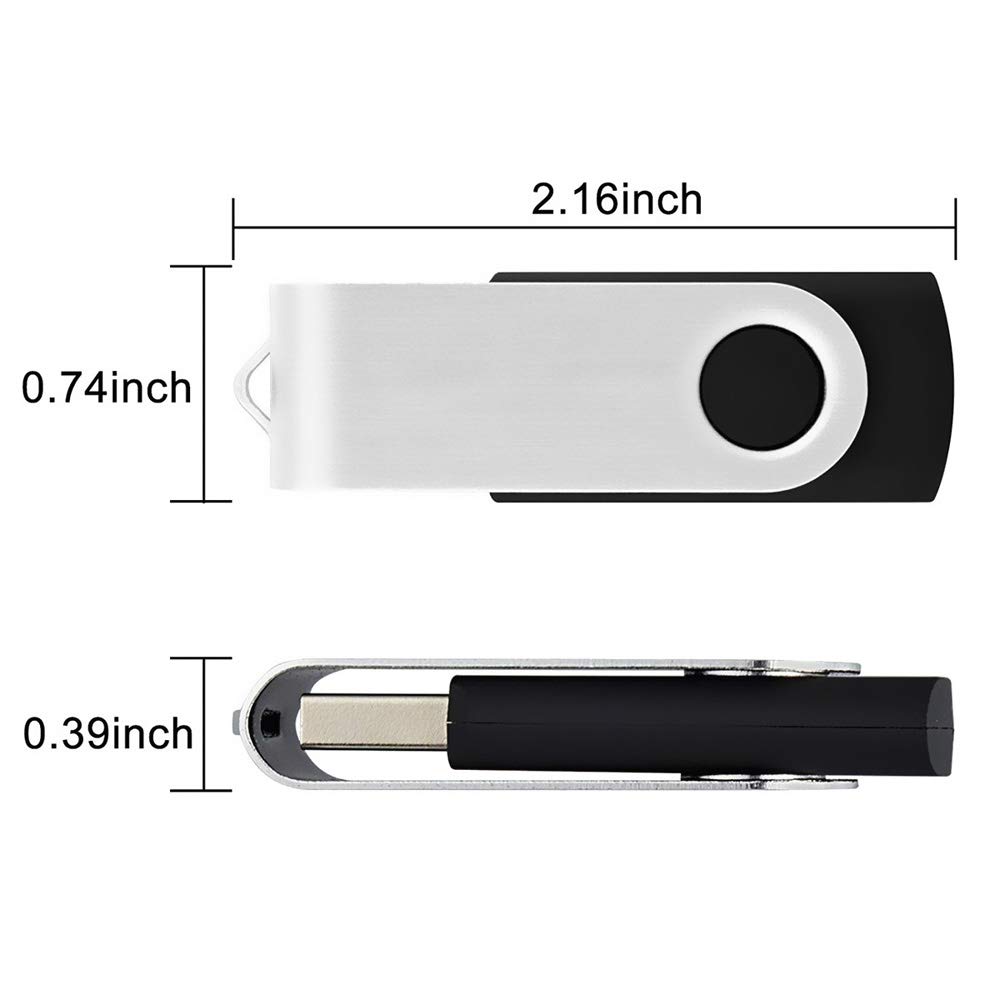 Aiibe 5 Pack 64GB USB Flash Drive 64 GB Flash Drives Thumb Drive Swivel USB Stick USB 2.0 Pen Drive (64G, 5 Mixed Colors: Black Red Yellow White Purple)