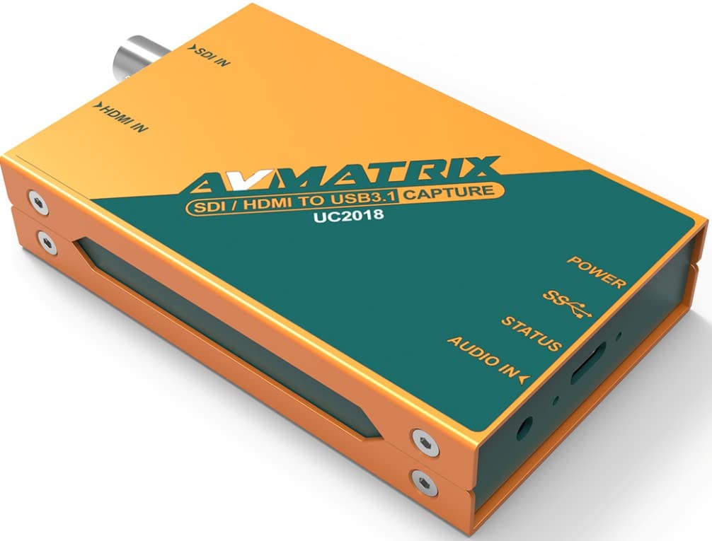 AVMATRIX UC2018 HDMI/SDI to USB3.1 Type-C Uncompressed Video Capture; HDMI or SDI in, and USB 3.1 Gen1(USB3.0) Out; Automatic Input Signal Detection, Up to 1080p60