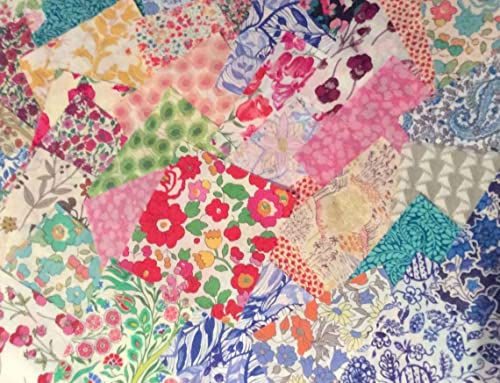 16 Liberty Fabric Scrap 3"x 3" inch Charm Squares Patchwork Quilting MULTICOLOURS