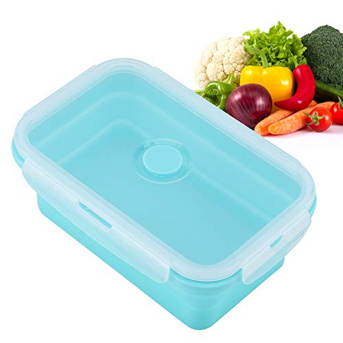4 Size Silicone Collapsible Portable Lunch Box Bowl Bento Boxes Eco-Friendly Folding Food Container Lunchbox 350/500/800/1200ml(Green 1200ml)