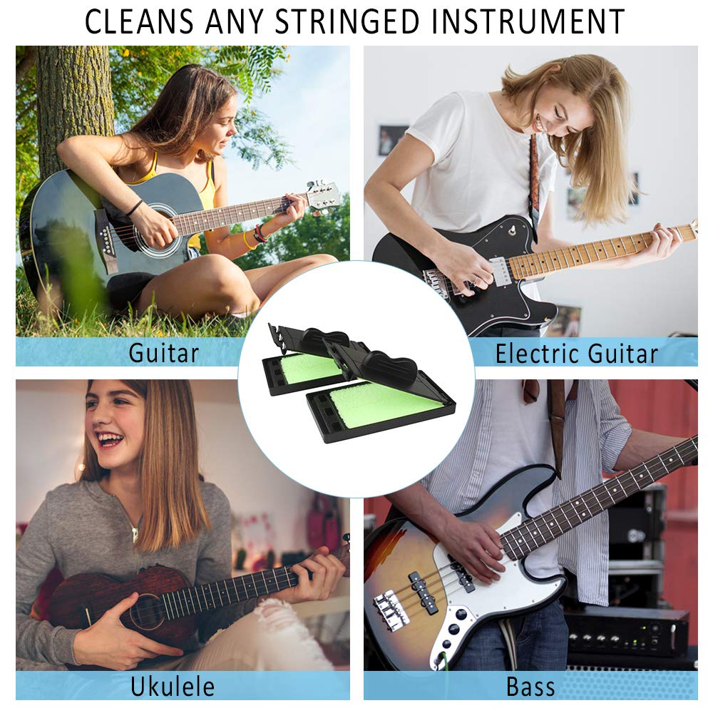 2 Pack Dual Guitar String Cleaner for Guitar, Bass and Ukulele, Used for Cleaning String and Fretboard