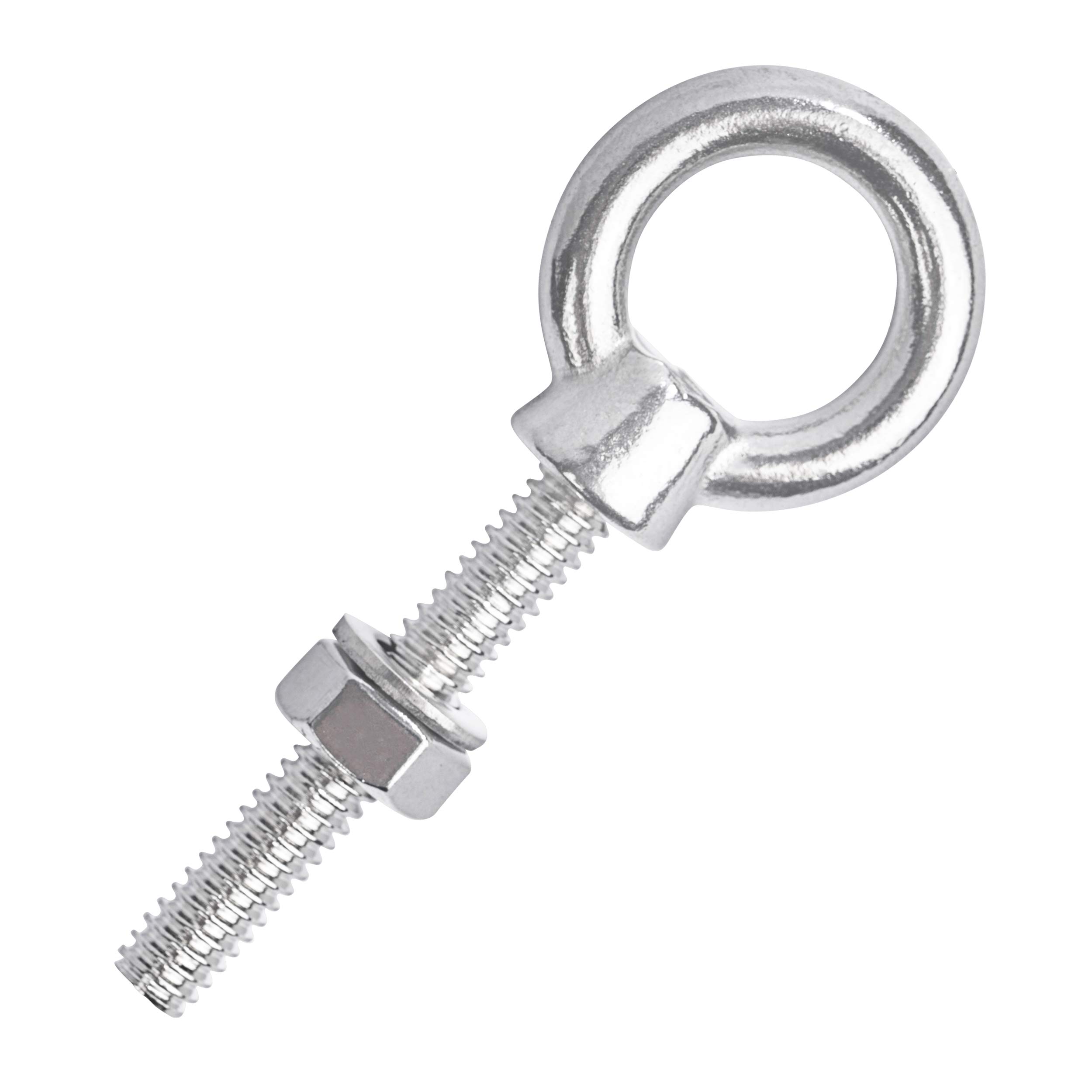 Premier Stainless Solutions 3/8” x 6” Long Stainless Steel Shoulder Threaded Eyebolts, T316 Marine Grade – Lot of 5
