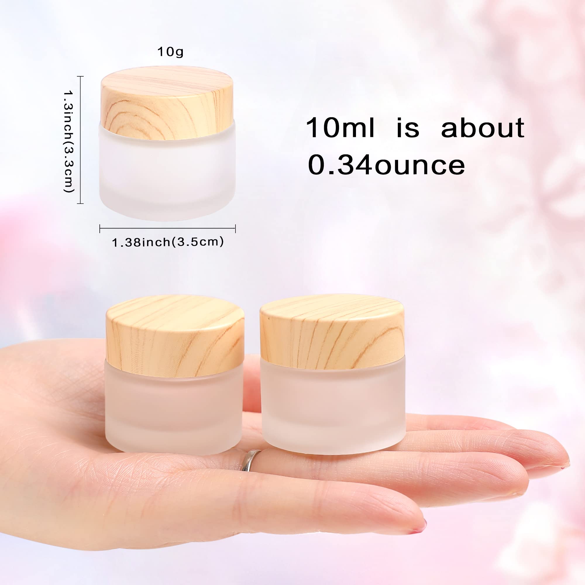 8PCS 10MLGlass Cosmetic Containers with lids,Round Frosted Glass Jars with Leakproof lids,Small Empty Glass Sample Jars for Makeup Lip Scrub Balm Lotions Sample Eye Creams DIY (8 PACK 10ML)