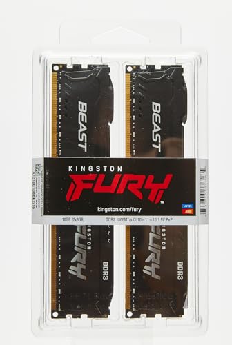 Kingston Fury Desktop PC Memory DDR3 1866MHz 8GB x 2 Kingston Fury Beast CL10 KF318C10BBK2/16
