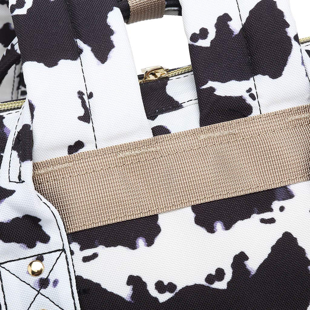 Ruzida Cow Spots Print Diaper Bag Backpack Maternity Baby Changing Bag Large Capacity Backpacks