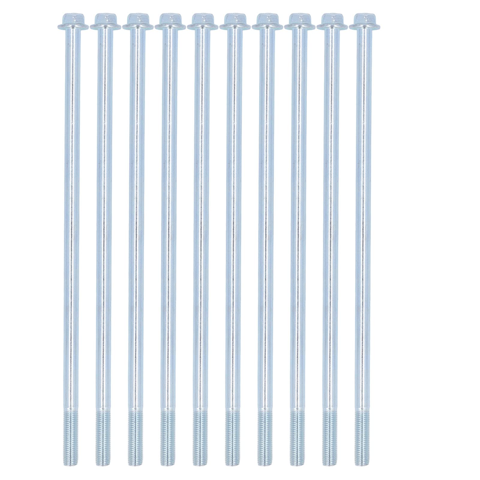 10pcs Carbon Steel Half Thread Hex Head Lengthened Wear Resistance Standard Size High Hardness for Lawn Mower (10*285)