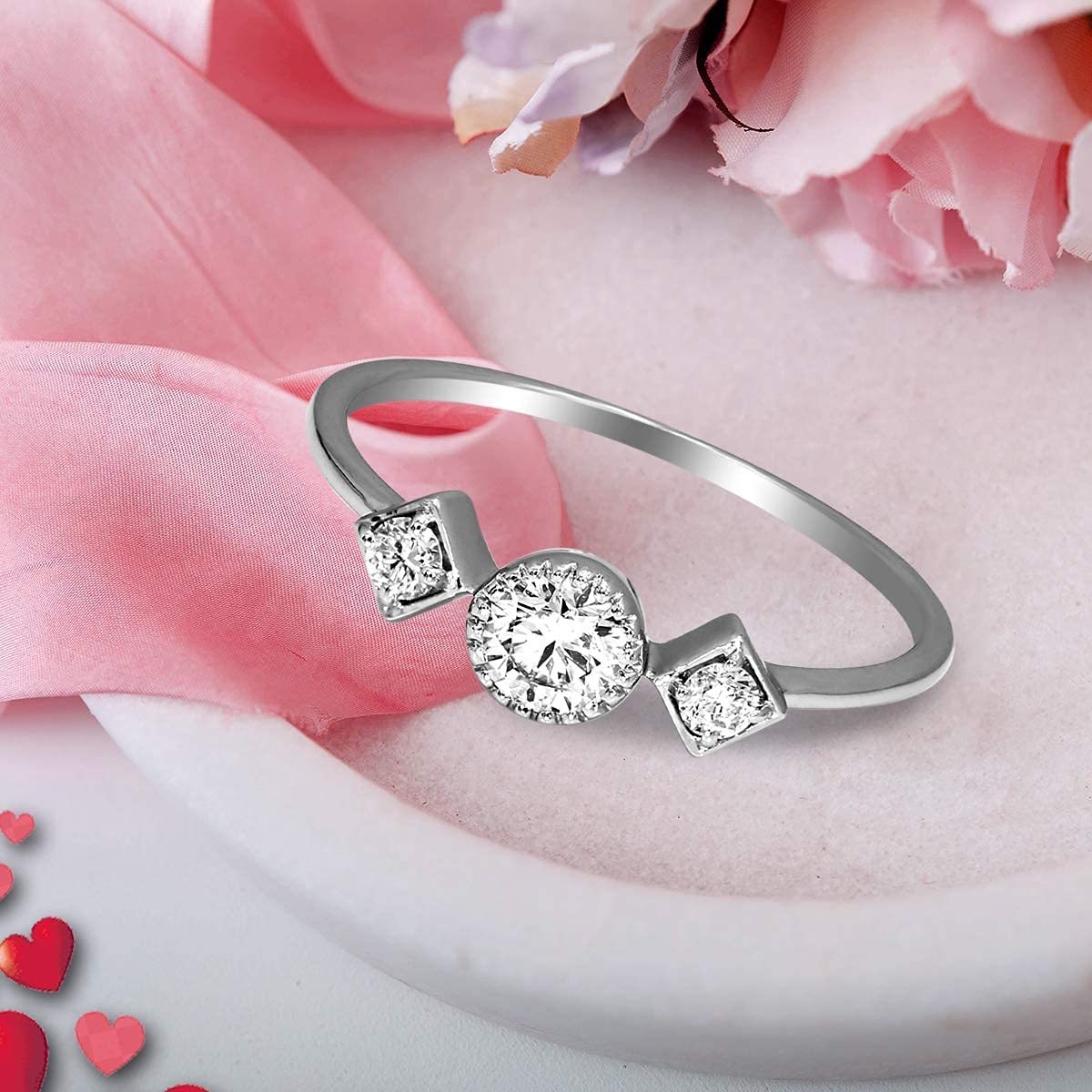 1/3 Carat | 10K White Gold | Lab Grown Solitaire 3 Stone Diamond Ring Prong Setting | Brilliant-Cut Round Shape Diamond | F-G Color, SI1-SI2 Clarity Friendly Diamonds