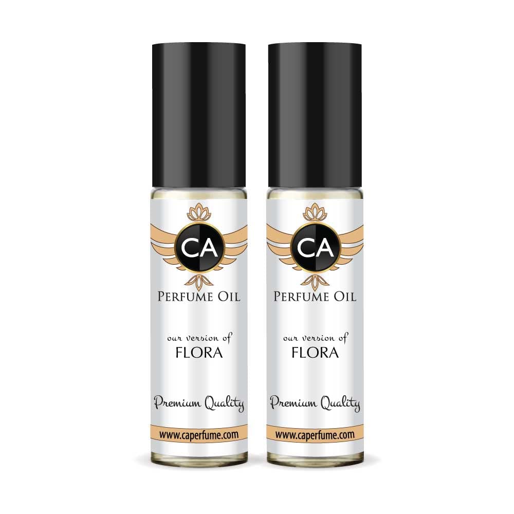 CA Perfume Impression of Flora For Women Replica Fragrance Body Oil Dupes Alcohol-Free Essential Aromatherapy Sample Travel Size Concentrated Long Lasting Attar Roll-On 0.3 Fl Oz-X2