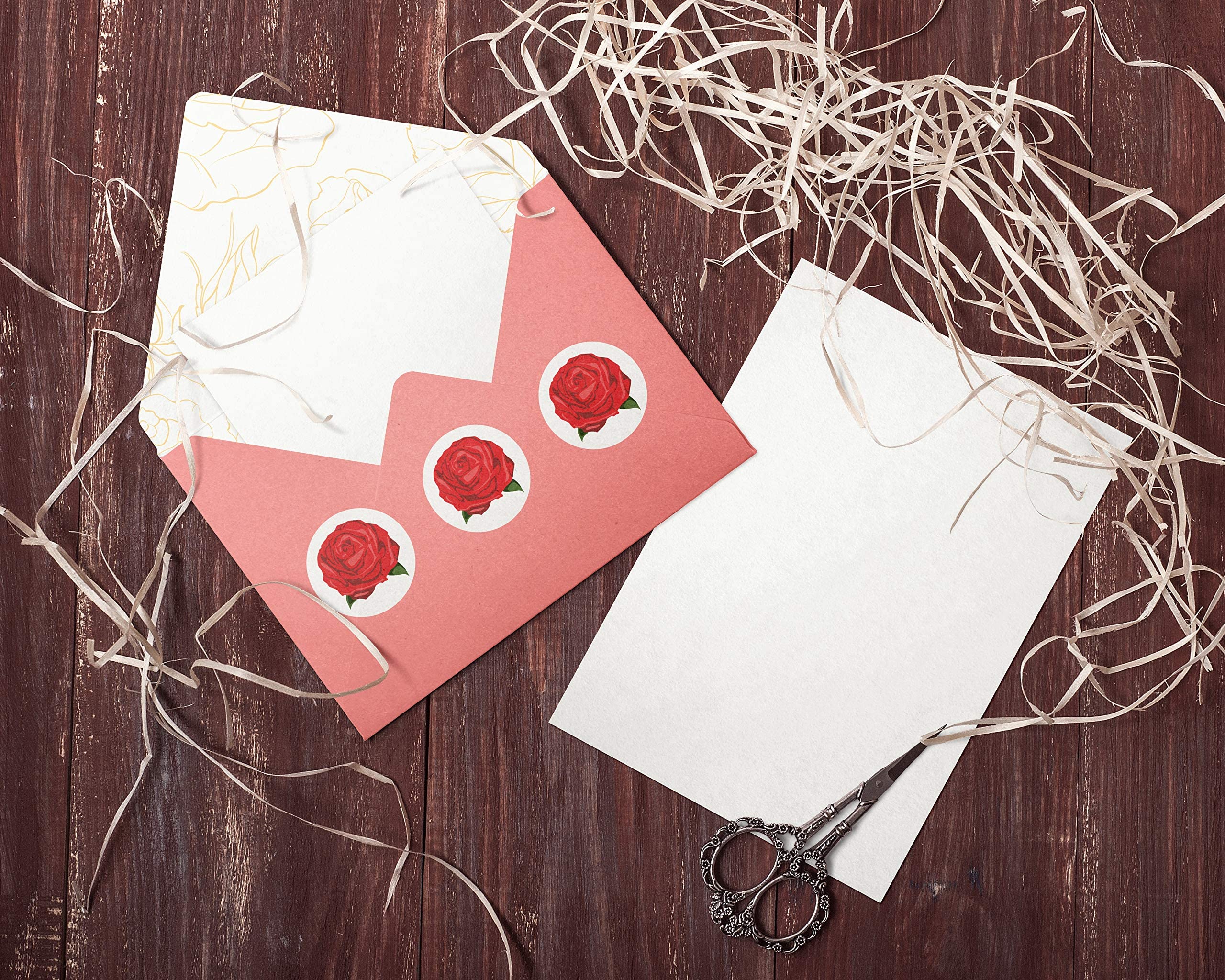 Set of 48 Sticker Red Rose Decal Small Phone Mini Logo Birthday Parties Envelopes Labels Seals Shower Favor 1.2 inches Each