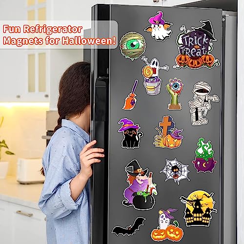 16 Pcs Halloween Magnets Reflective Car Magnets Decorations Halloween Refrigerator Magnetic Stickers Holiday Pumpkin Bat Magnet Stickers Accessories for Car Garage Door Fridge Locker Metal Surface