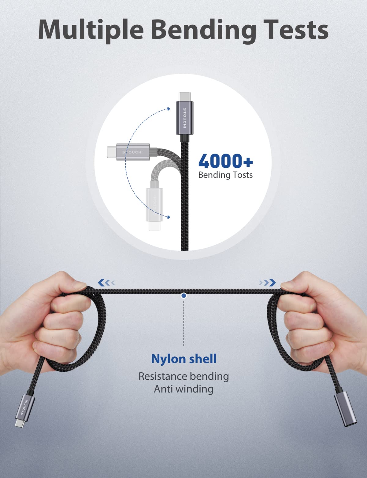 Stouchi USB C Extension Cable 6FT/1.8M, PSVR2 Extension Cable Type C 3.1 Male to Female Fast Charging & Audio Data Transfer for iPhone15, iPad Mini/pro, MacBook Air M2/ M1 Mac Mini/pro, Mag- Safe