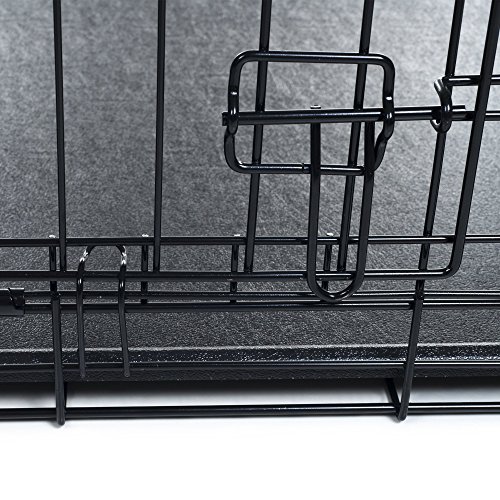 36-inch Dog Crate - Double Door Pet Kennel with Divider Panel - Foldable Dog Cage with Carry Handle for Portability and Storage by PETMAKER (Black)