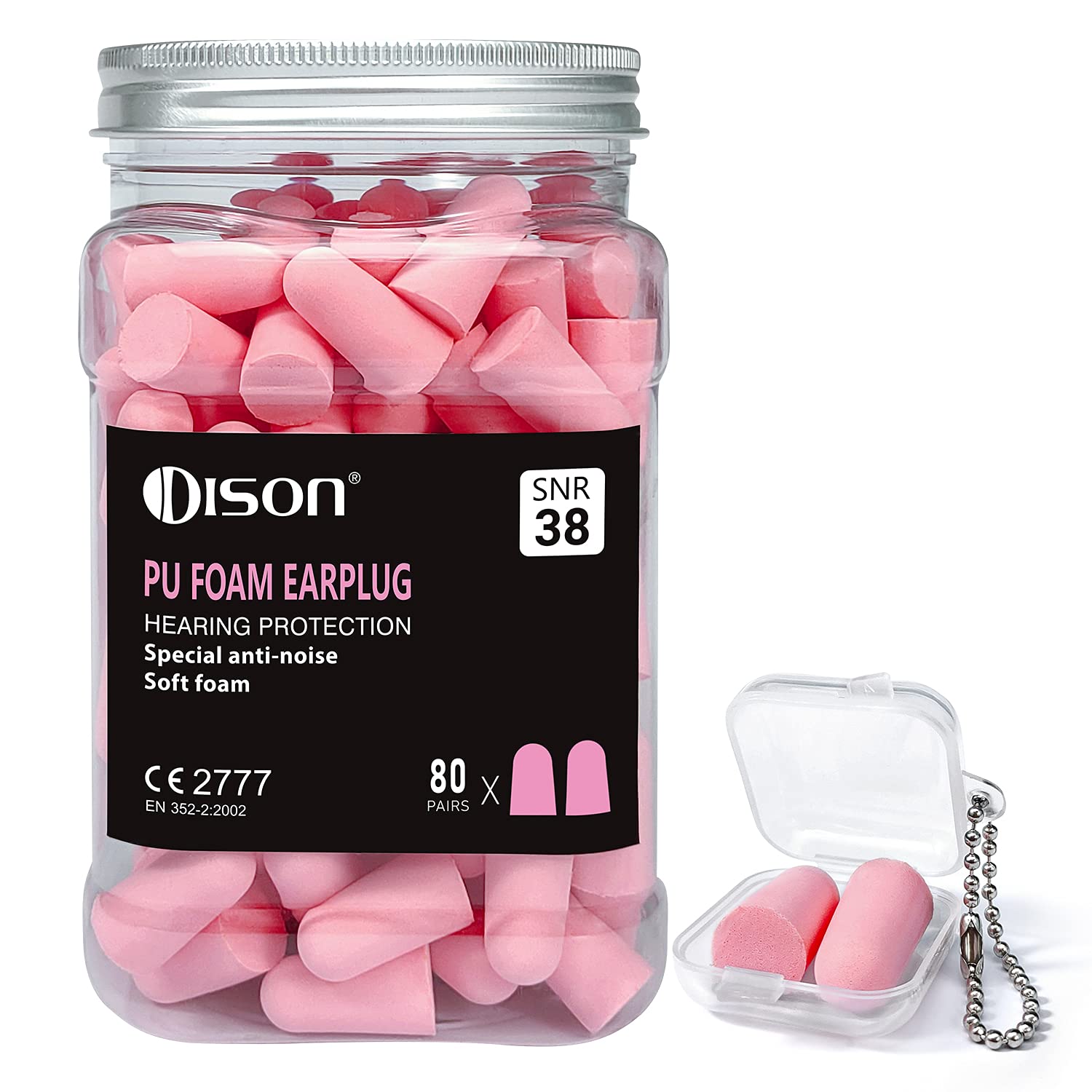 80pairs Foam Ear Plugs, 38dB Soft Sleep Earplugs, Noise Cancelling, Sound Blocking for Sleeping/Working/Learning/Shooting- DISON