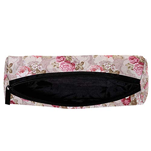 Pink Floral Pattern Pencil Bag Pen Case Stationary Case Pencil Pouch Desk Organizer Makeup Cosmetic Bag for School Office