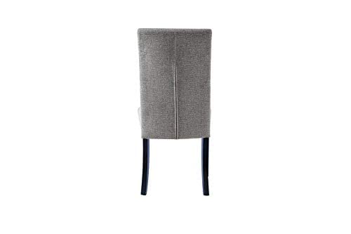 Cui Liu Owen Upholstered Dining Chair β Armless Dining Chair in Grey Linen with Black Wooden Leg and Shiny Silver Nailhead (Set of 2)