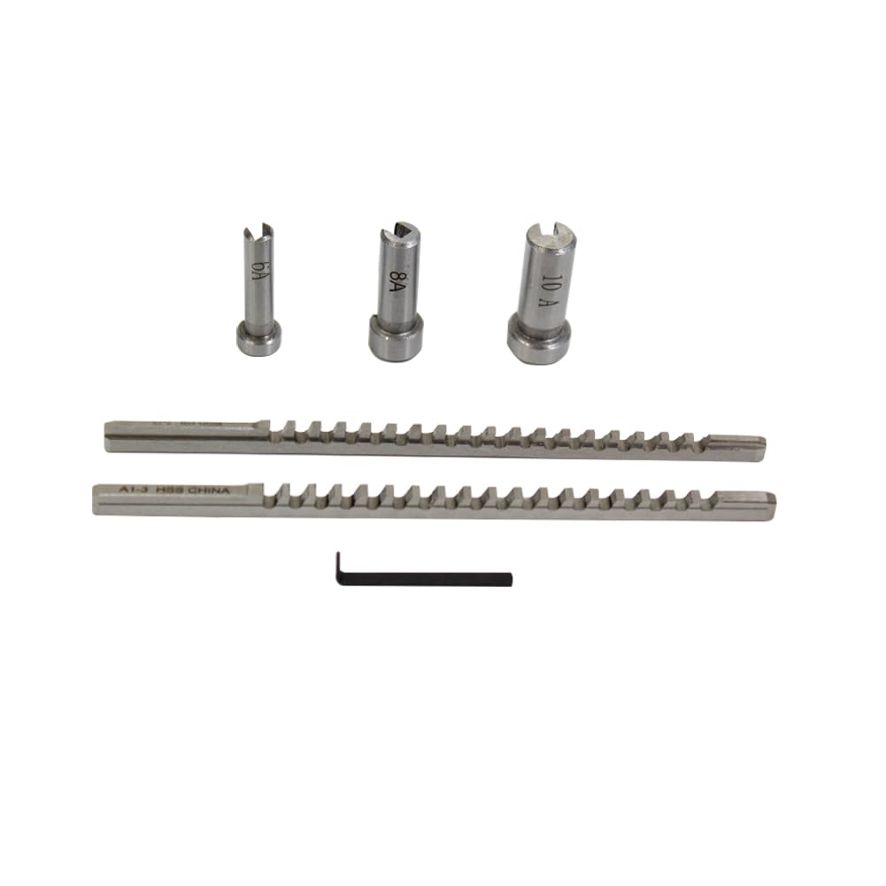 Rebrisbol Keyway Broach Sets 6Pcs HSS Metric Industrial Tools for Lathe, Keyway Size A - 2mm, A - 3mm and Collared Bushings 6A, 8A, 10A