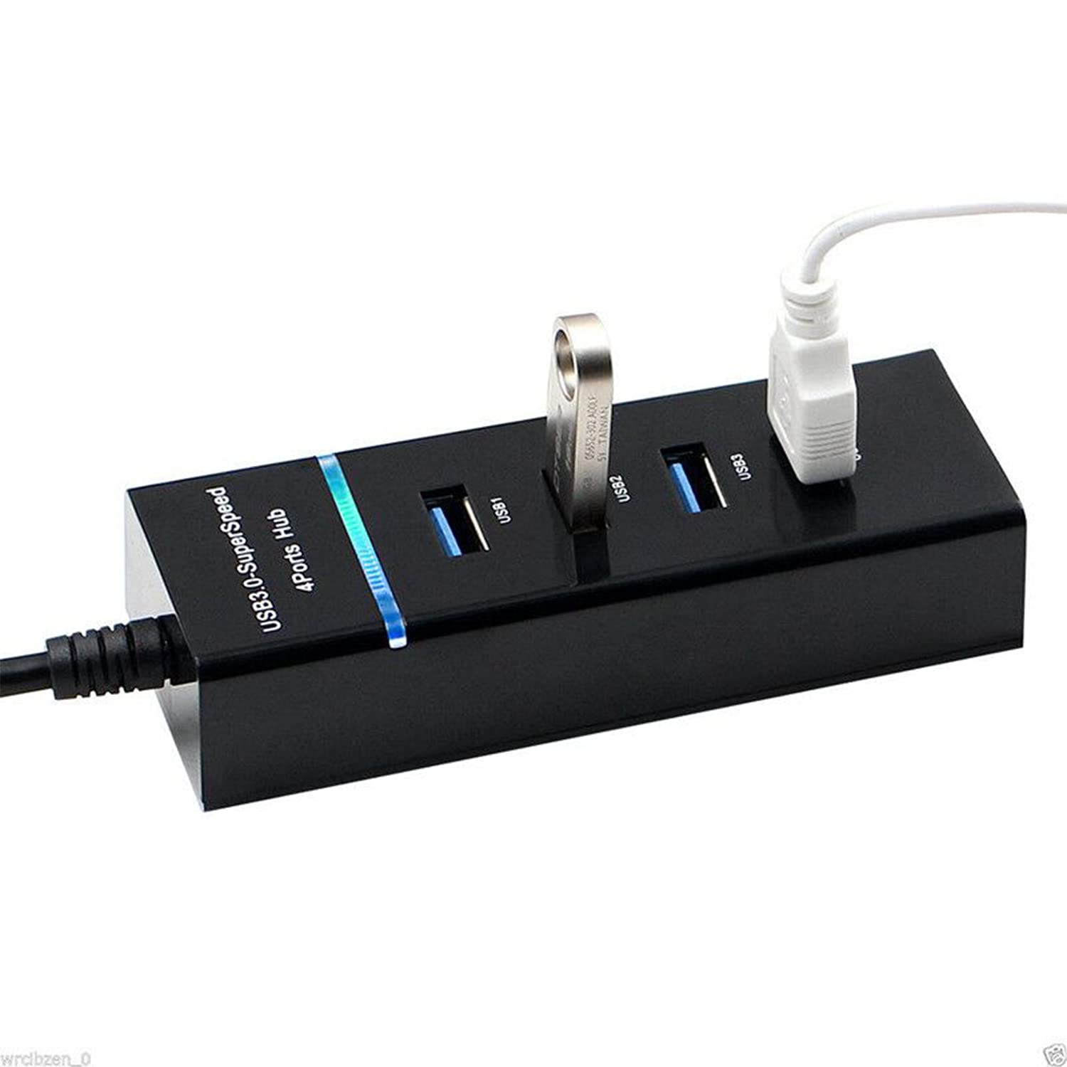 AYECEHI USB Hub 3.0 USB Port Splitter,4 Port High Speed USB Data Hub with LED Indicator for Laptop, PC, Computer, Mobile HDD, Keyboard,Mouse and More - Black